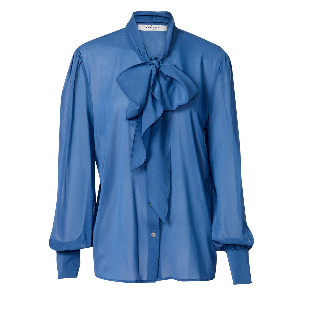 Pussy Bow Shirt - Delft Blue – demi ds